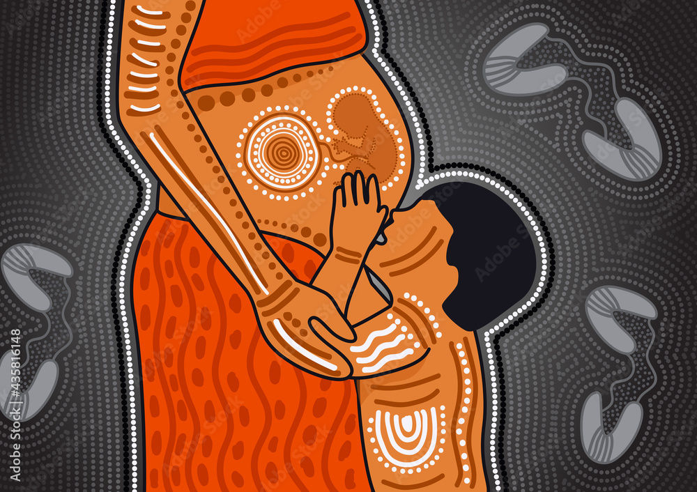 Mother and child love aboriginal art Stock Vector | Adobe Stock