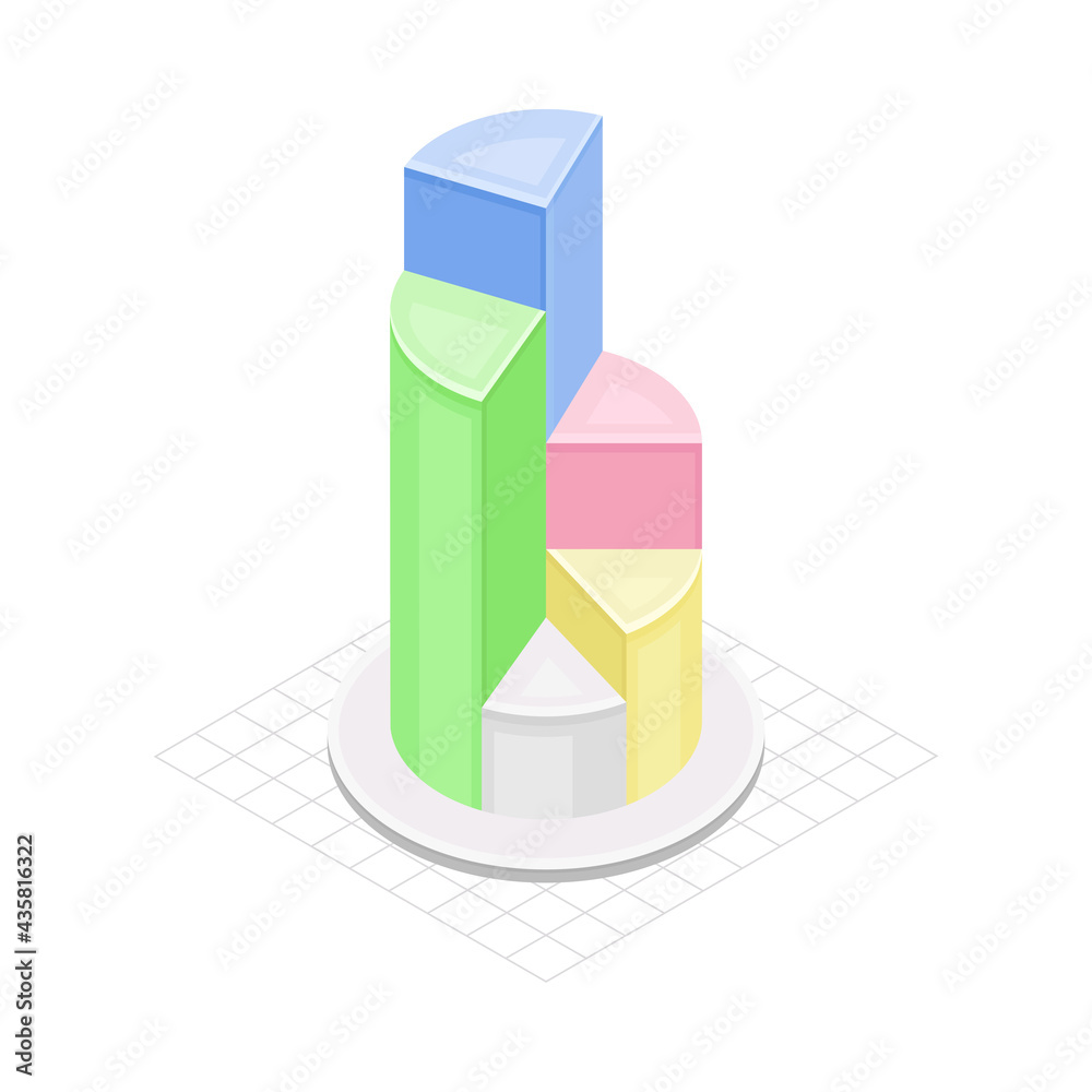 Circular Chart as Isometric Infographic as Graphic Visual ...