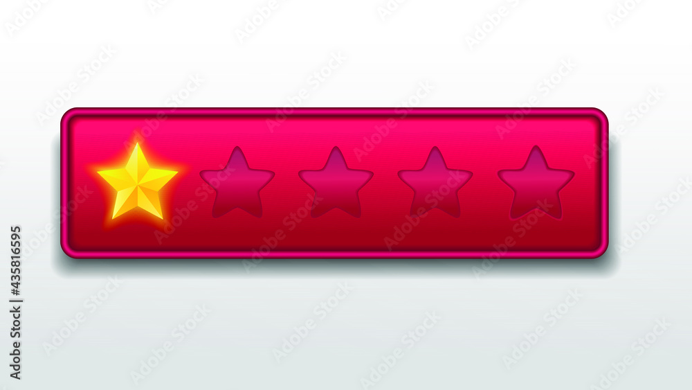 One star. Bad rate. Customer feedback rating sytem. realistic shiny ...