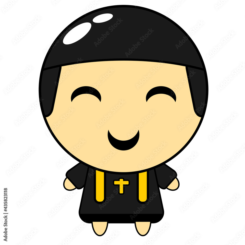 vector cartoon cute pastor mascot character Stock Vector | Adobe Stock