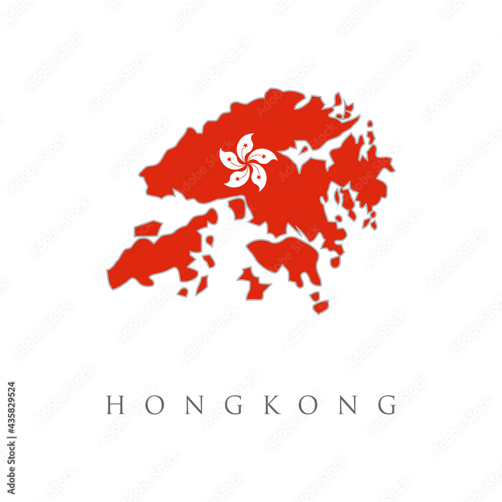 Hong Kong Outline Map With Flag. Vector map- hongKong country on white ...