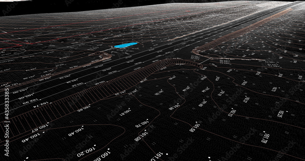Digital terrain model transportation area obtained from lidar scanning ...