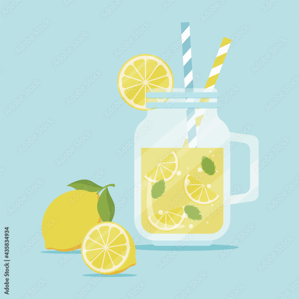 vector background with a glass of lemonade for banners, cards, flyers ...