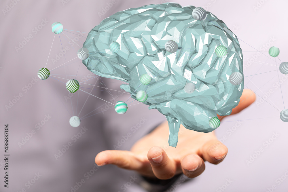 Human brain activity with plexus lines.. External cerebral connections ...