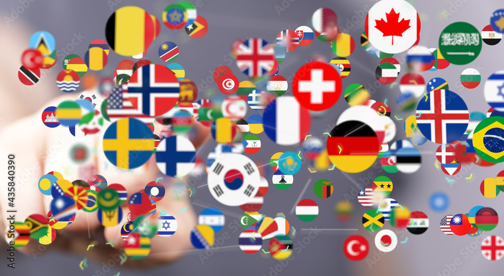 World map with all states and their flags Stock Photo | Adobe Stock