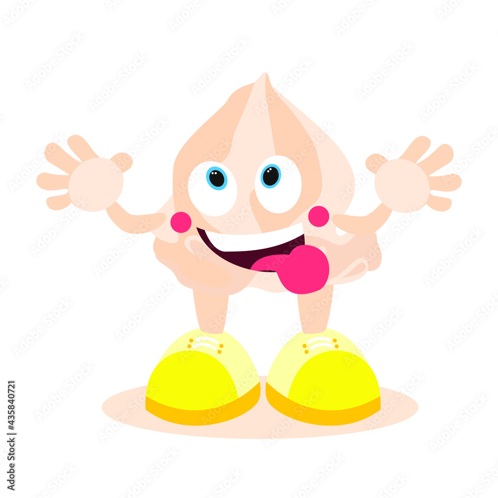 Cartoon custard. Cream with face, hands and feet. Healthy and ...