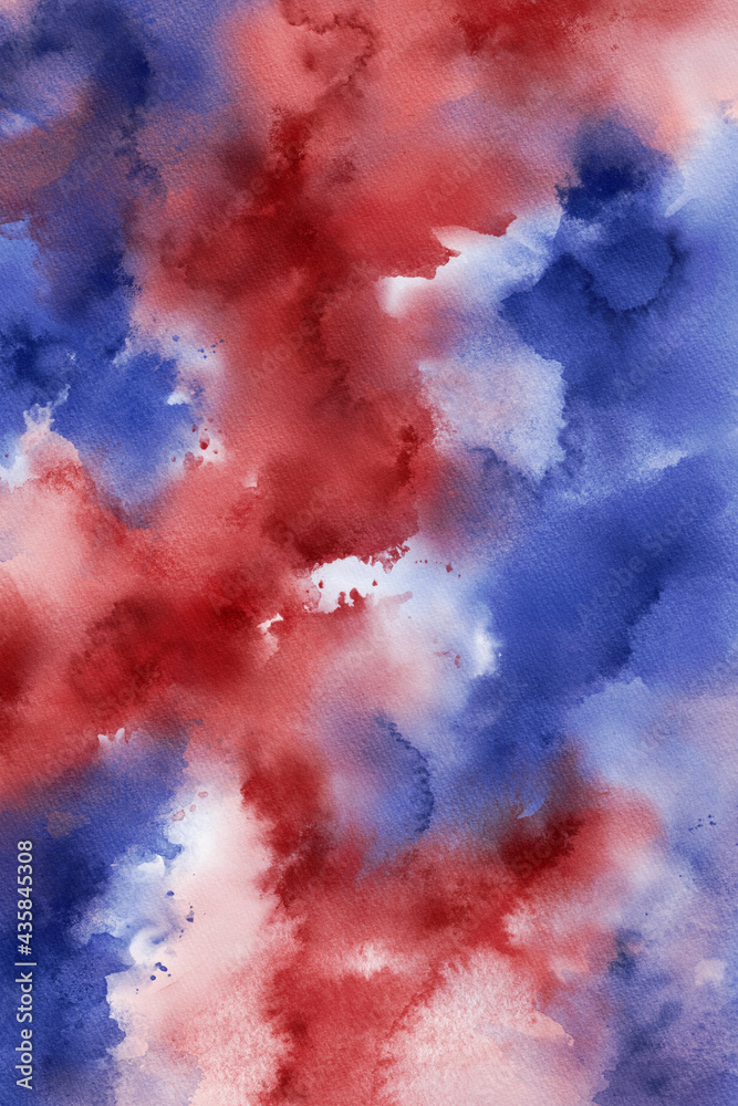 Red and Blue Watercolor Background, Abstract Patriotic Digital Paper ...