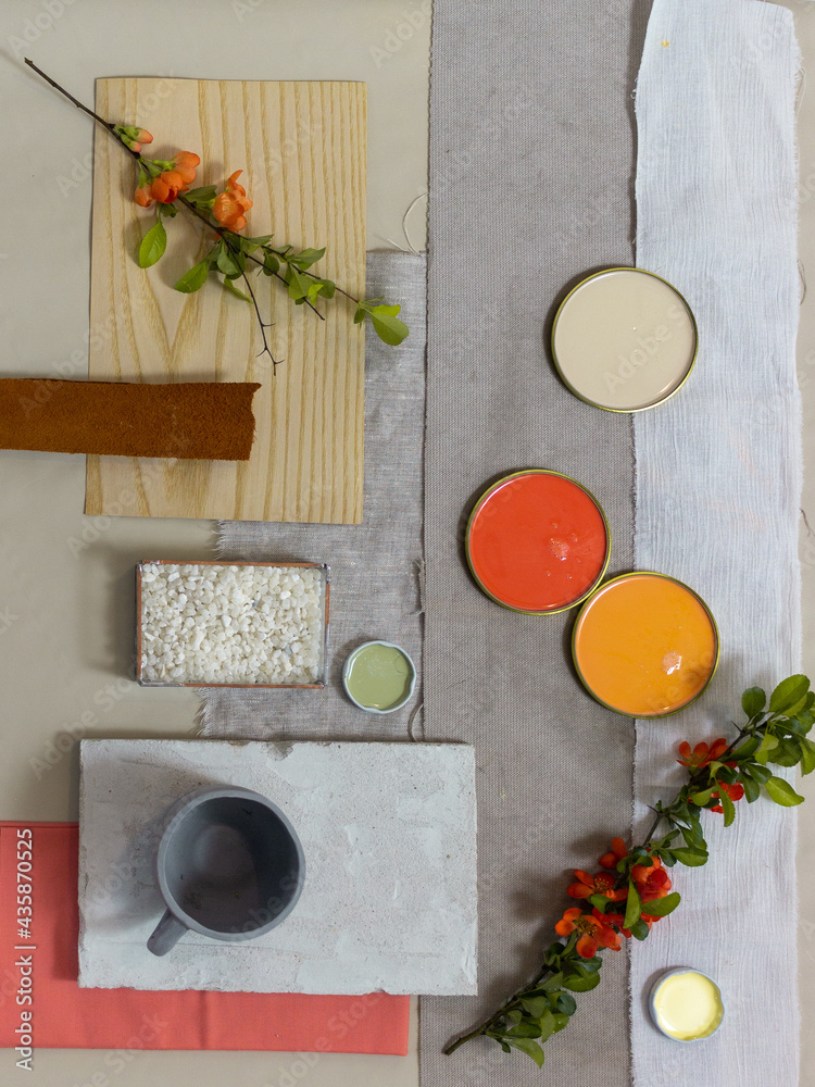 mood board color palette for interior design and decor Stock Photo ...