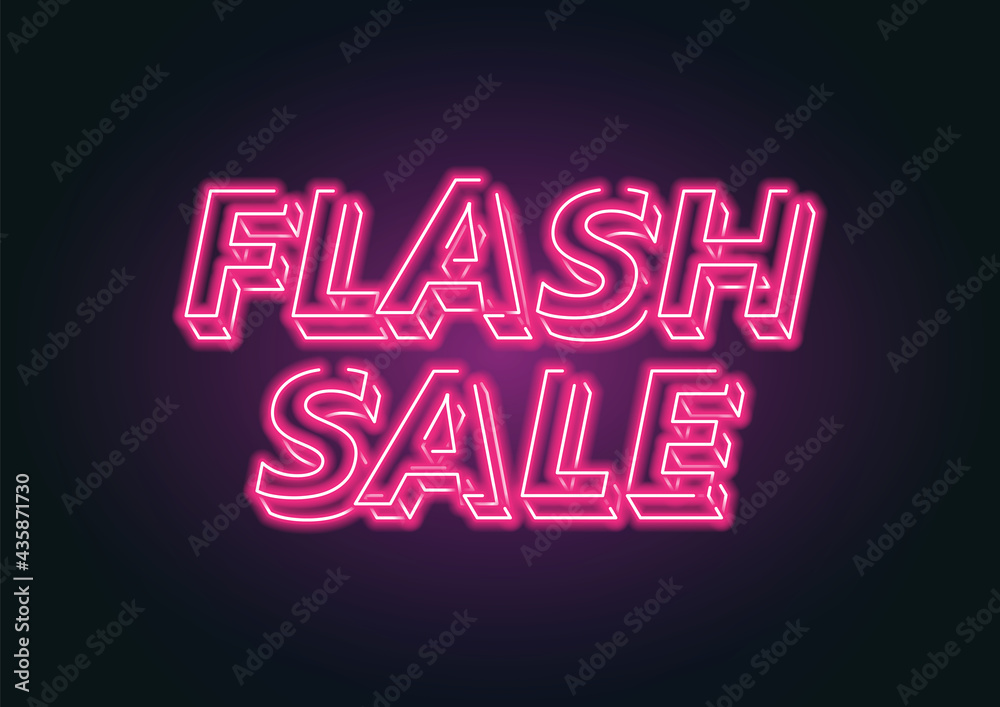 Pink Neon Flash Sale Banner. Advertising signage for promotion flash ...