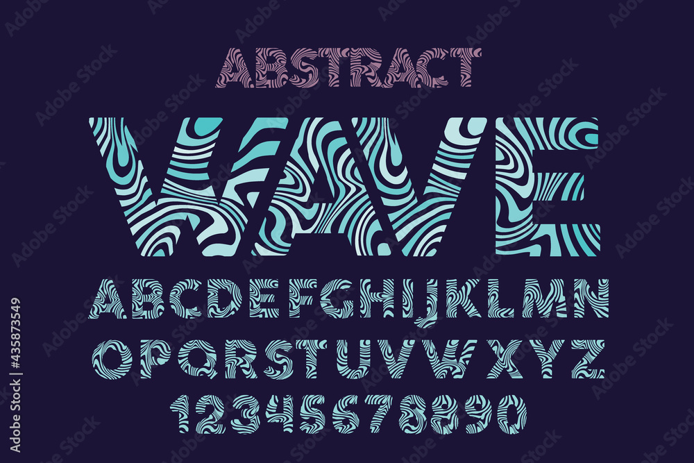 Calligraphic wavy alphabet. font style Design elements can be used for ...