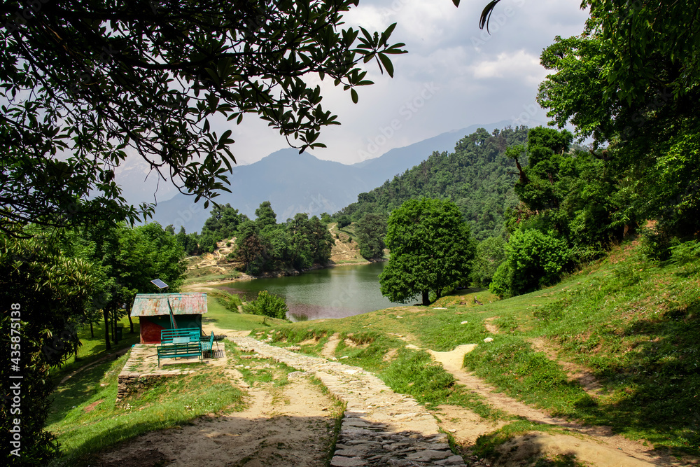 Deoria Tal lake Uttrakhand India. Located at a high altitude it is a ...