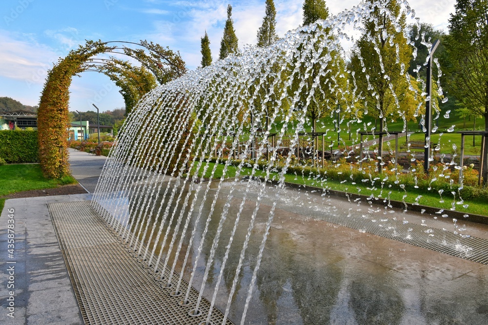 Beautiful cascade fountain in new Fentezi-Park "Nova Sofiyivka", Uman ...