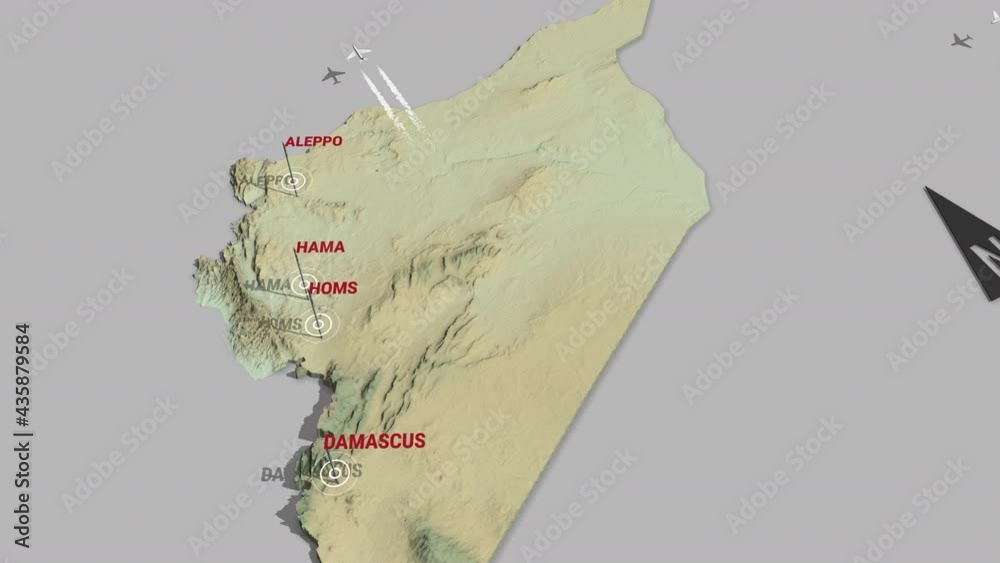 Video „Seamless looping animation of the 3d terrain map of Syria with ...