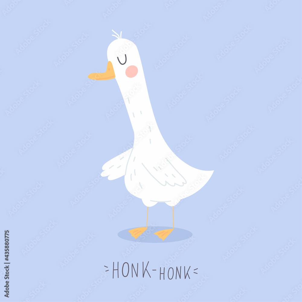 Cute adorable funny little goose flat cartoon style. Print for kids ...