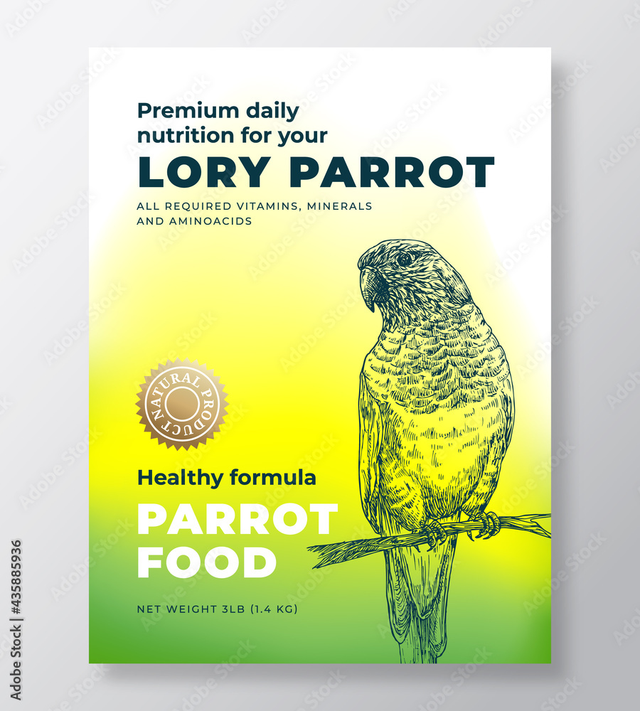 Pet Bird Food Product Label Template. Abstract Vector Packaging Design ...