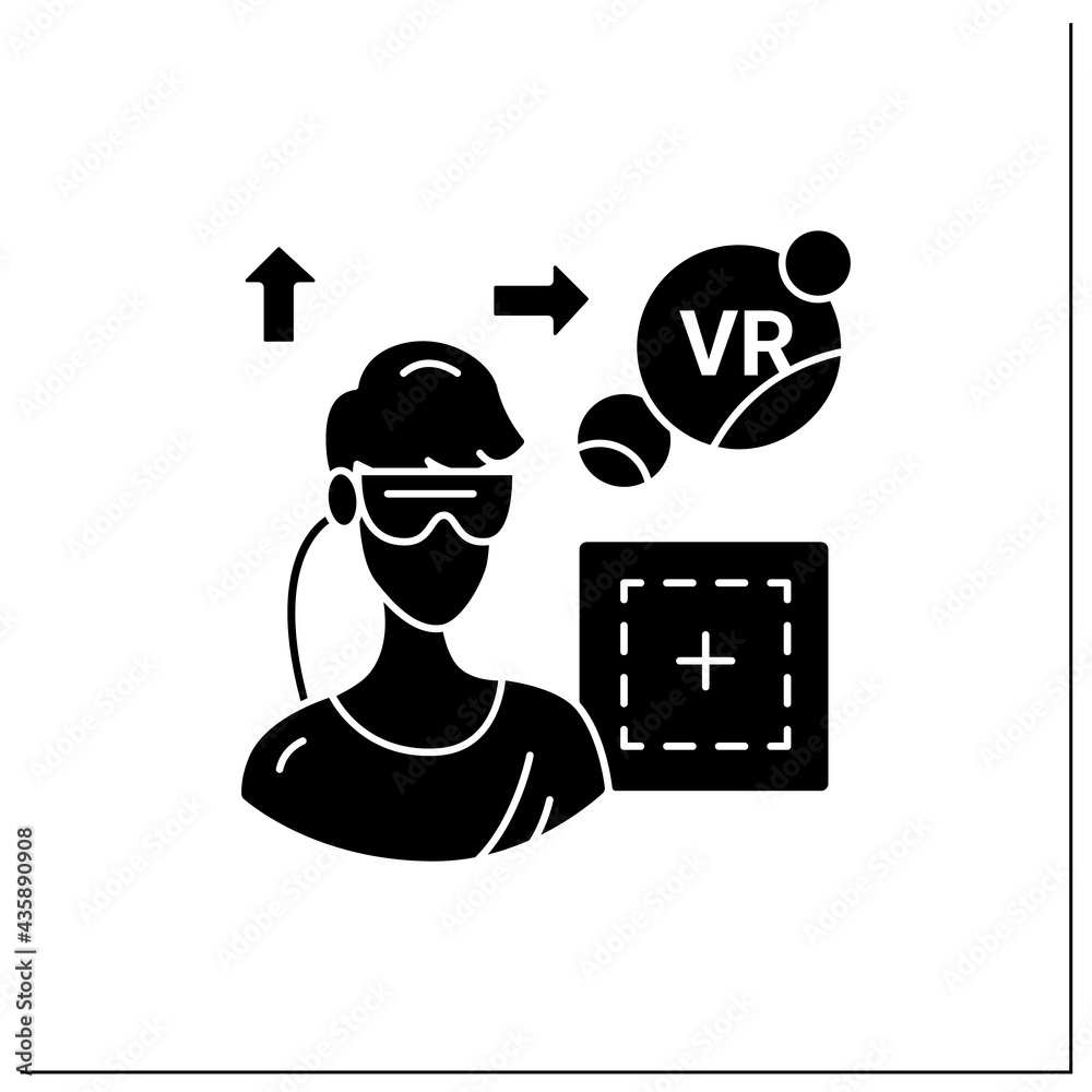 VR play area glyph icon. Area where players can immerse into 3D world ...