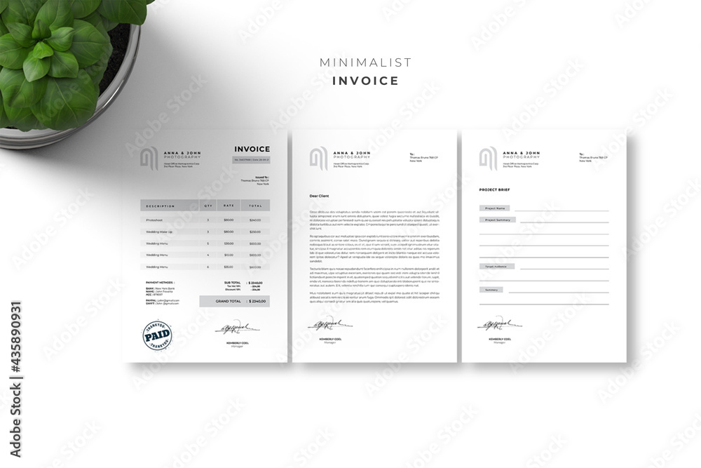 Minimalist Invoice Easy to edit and customise, with a single page ...