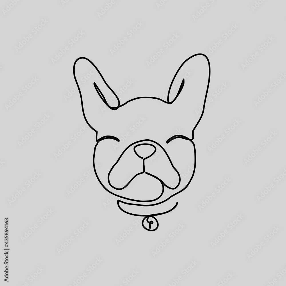 Continuous line, Happy dog headshot. Drawing of set Pet. (Vector ...