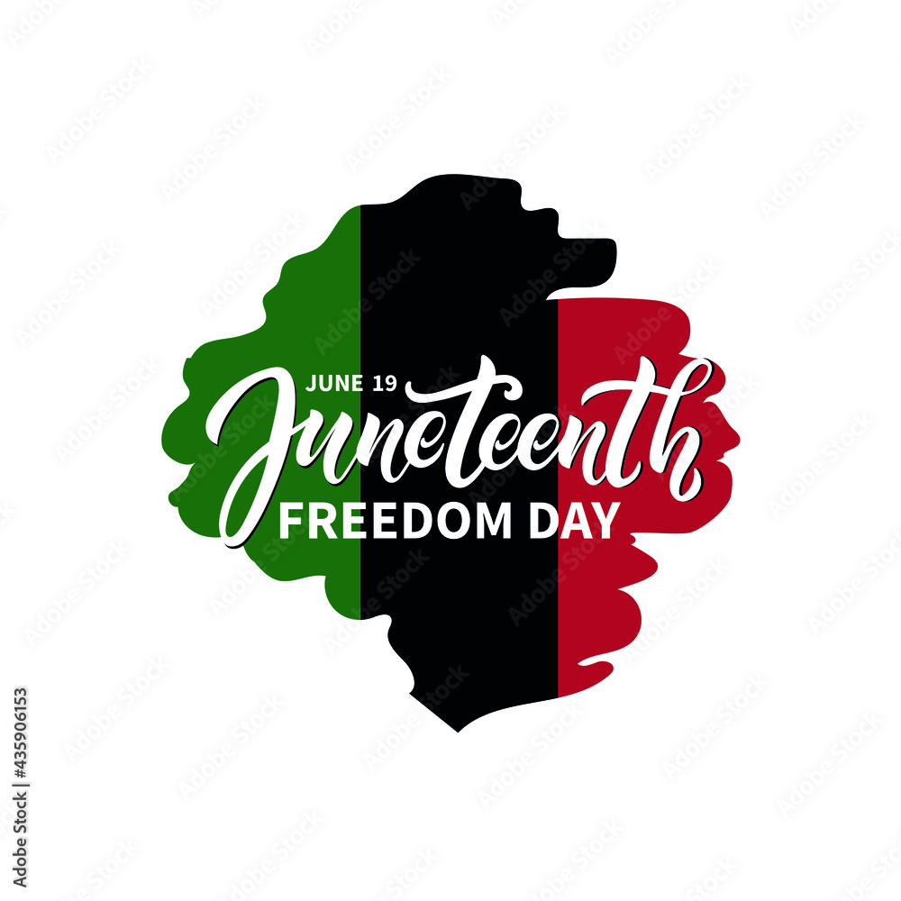 Juneteenth freedom day handwritten text on abstract background in green ...