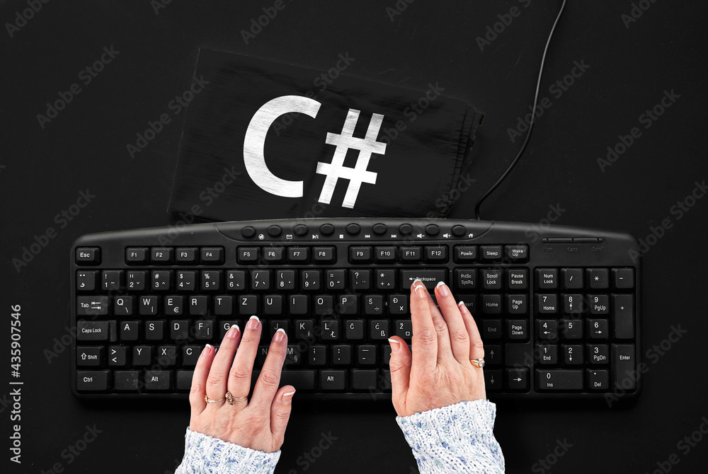 C# programming language. Rag width word c sharp and pc keyboard. Stock ... C# programming language. Rag width word c sharp and pc keyboard. Stock ...