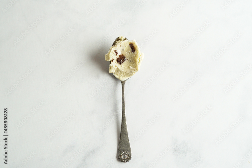 Cookies and cream ice cream on a spoon Stock Photo | Adobe Stock