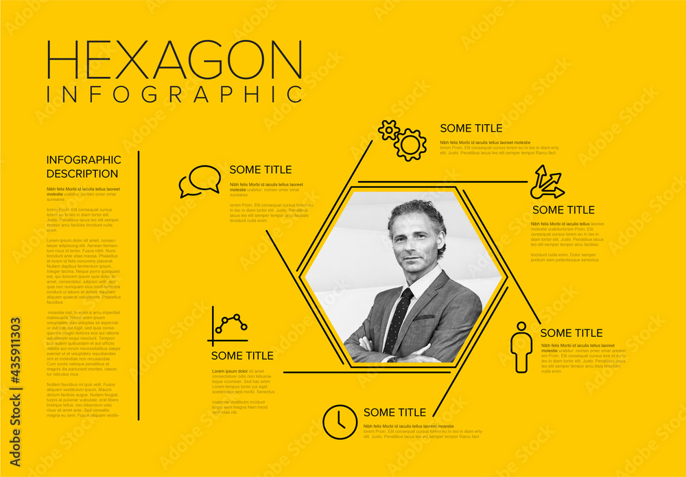 Thin Line Infographic Layout with Photo Placeholder Stock Template ...