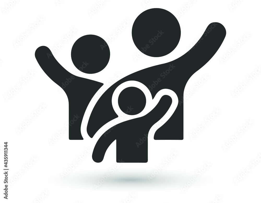 Family Flat Icon Black and White Vector Graphic Stock Vector | Adobe Stock