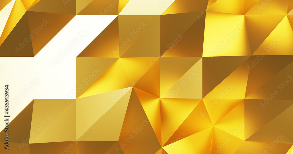 Gold polygon background 3d rendering, 3d illustration. Abstract ...
