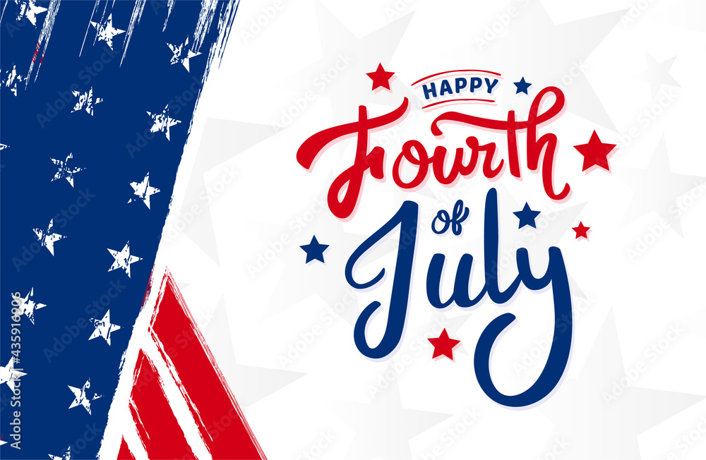 Happy fourth of July trendy custom hand-lettering, typography design ...