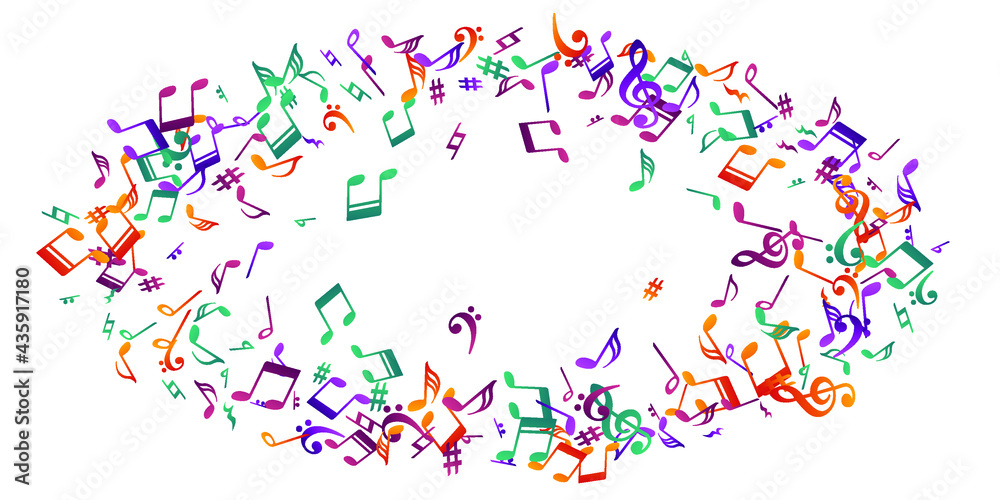 Musical note icons vector illustration. Symphony notation elements ...