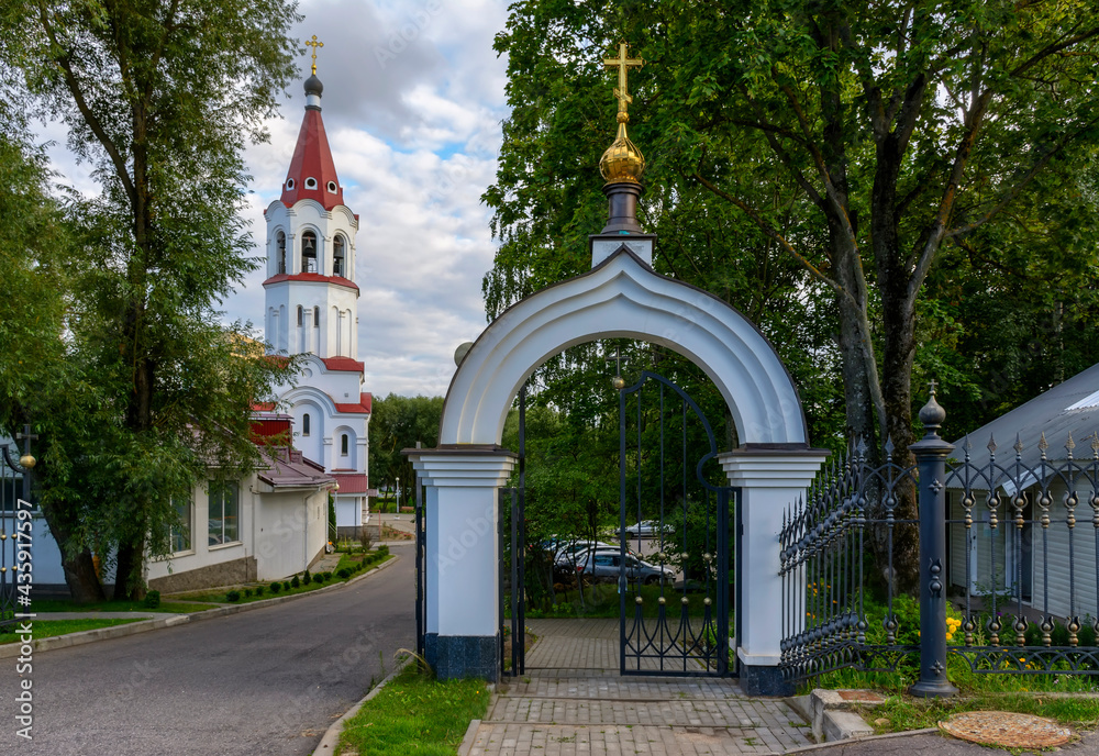 Bell tower of the Holy protection Cathedral, height about 30 meters ...