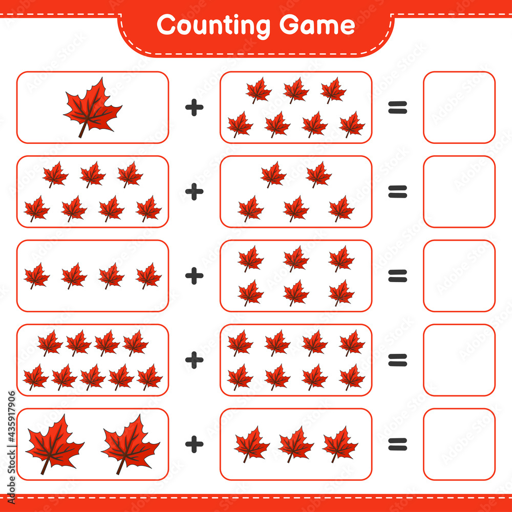 Counting game, count the number of Maple Leaf and write the result ...