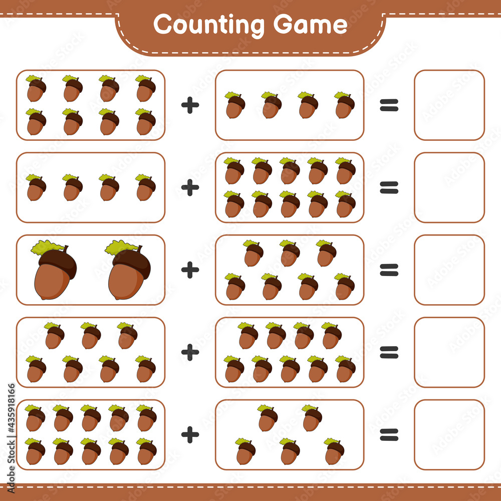Counting game, count the number of Acorn and write the result ...