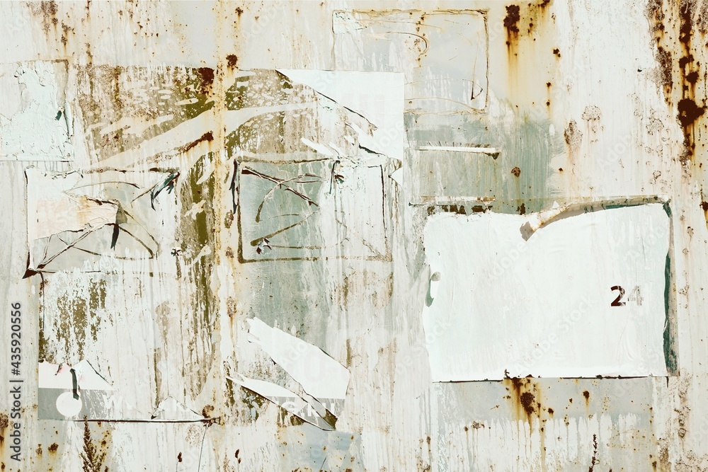 Old Billboard with Torn Posters. Dirty Street Wall with Crumpled ...