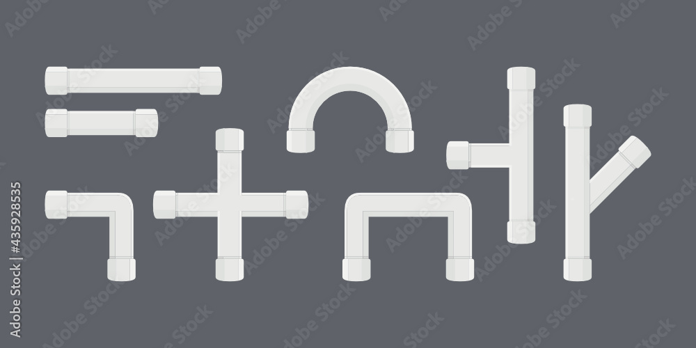 Water Pipe, Oil Pip, PVC Pipe Vector Set, PVC Piping Vector, PVC Pipe ...