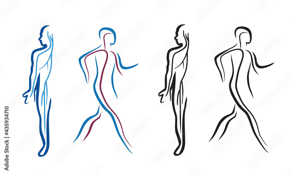 Cardiovascular health icons, human circulatory system stylized icons ...