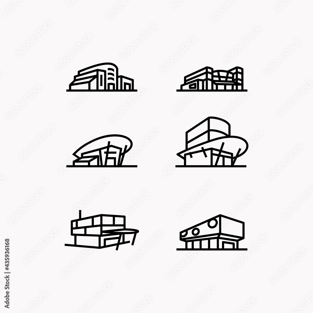 Convention center building icon set vector design Stock Vector | Adobe ...