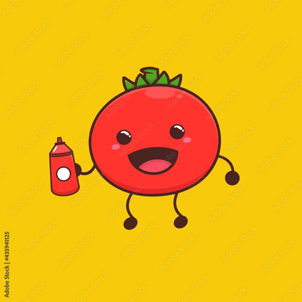 tomato sauce vegetable food cartoon doodle flat design style vector ...