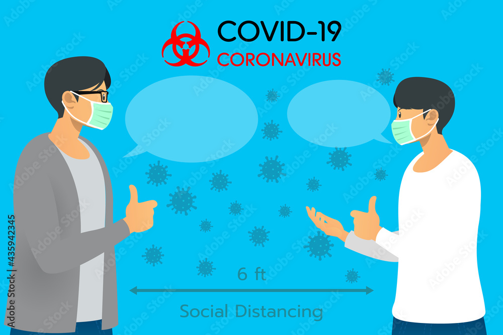 Social Distancing Conversation between Friends Safe Distance Wearing ...