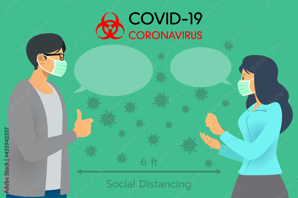 Social Distancing Conversation between Couple Safe Distance Wearing ...