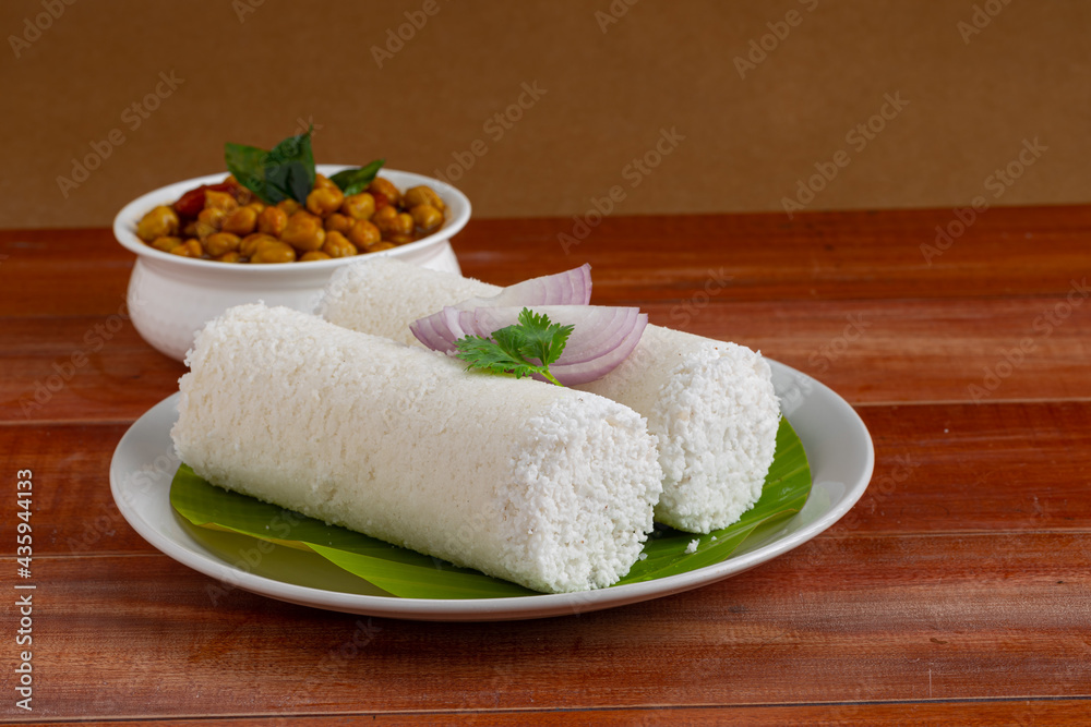 White rice puttu with chana masala curry Stock Photo | Adobe Stock