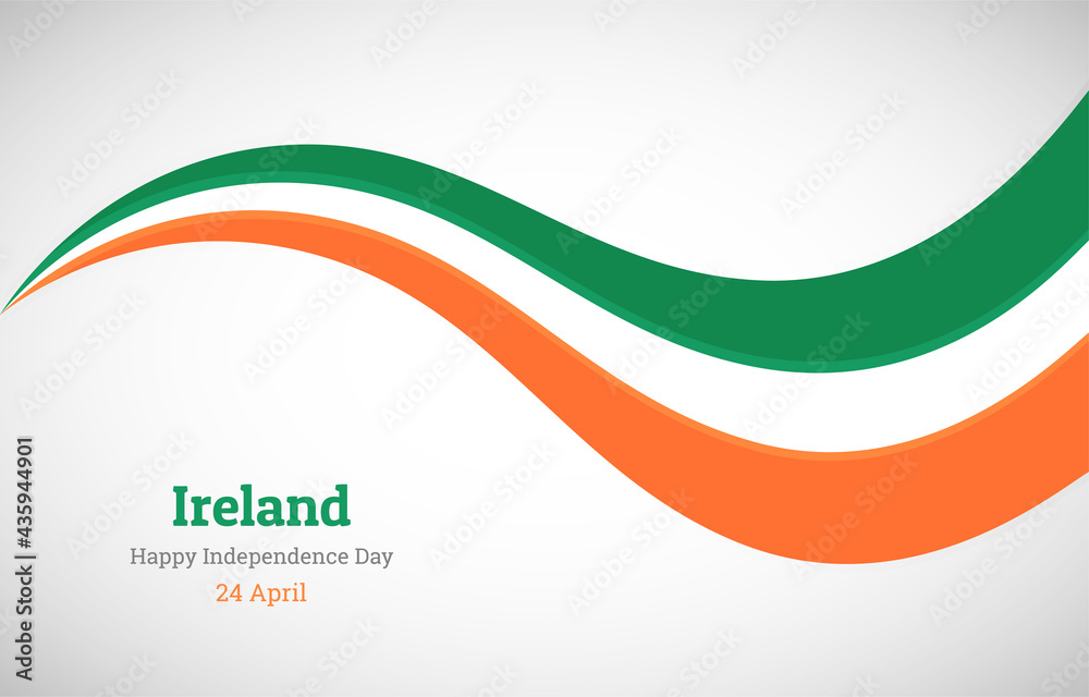 Abstract shiny Ireland wavy flag background. Happy independence day of ...