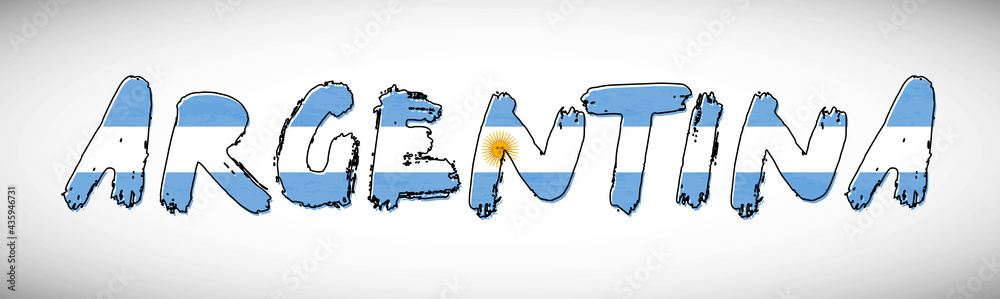 Argentina flag on text typography. Country name banner strip. Creative ...