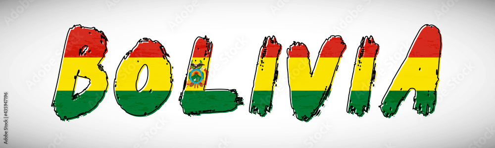 Bolivia flag on text typography. Country name banner strip. Creative ...