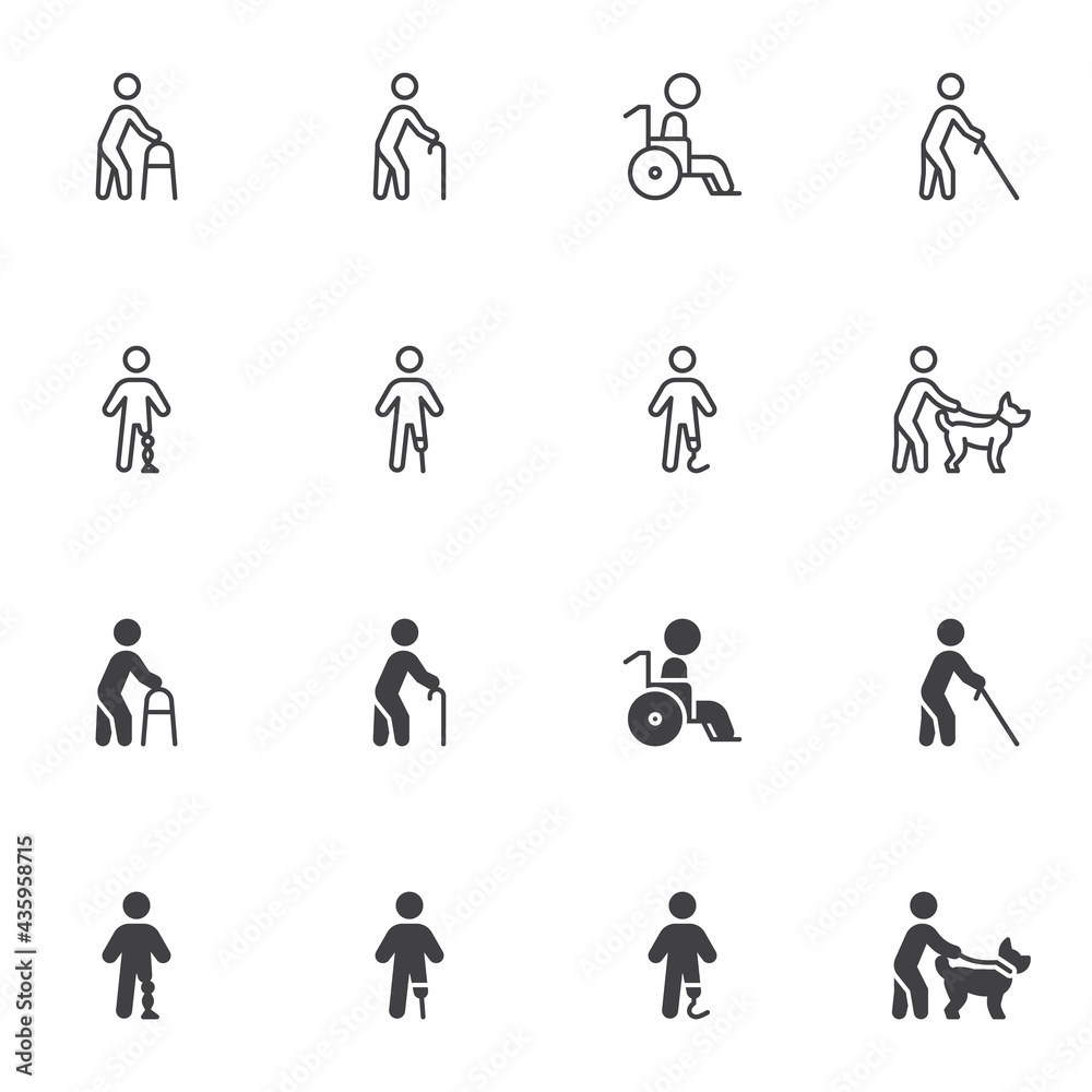 Disabled people icon set Stock Vector | Adobe Stock
