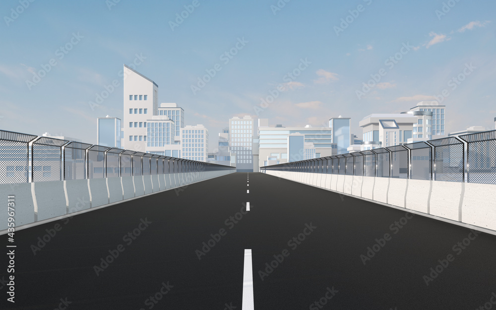 Urban road and digital city model, 3d rendering. Stock Illustration ...