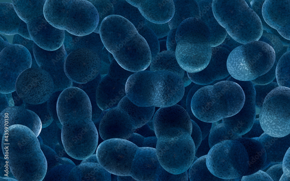 Large groups of germs with blue background, 3d rendering. Stock ...