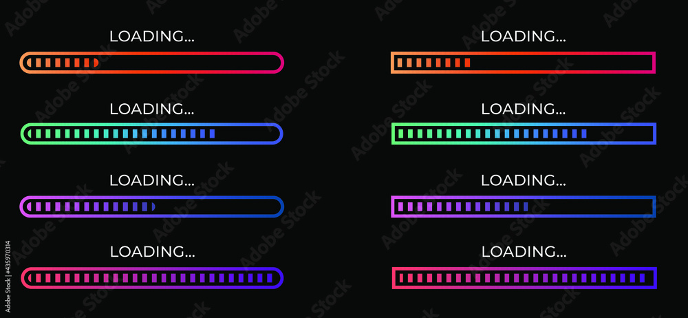 Set of download progress icons, speed indicator showing the status of ...
