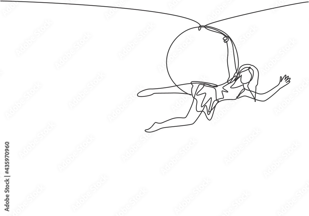 Single continuous line drawing an acrobatic woman who performs on an ...