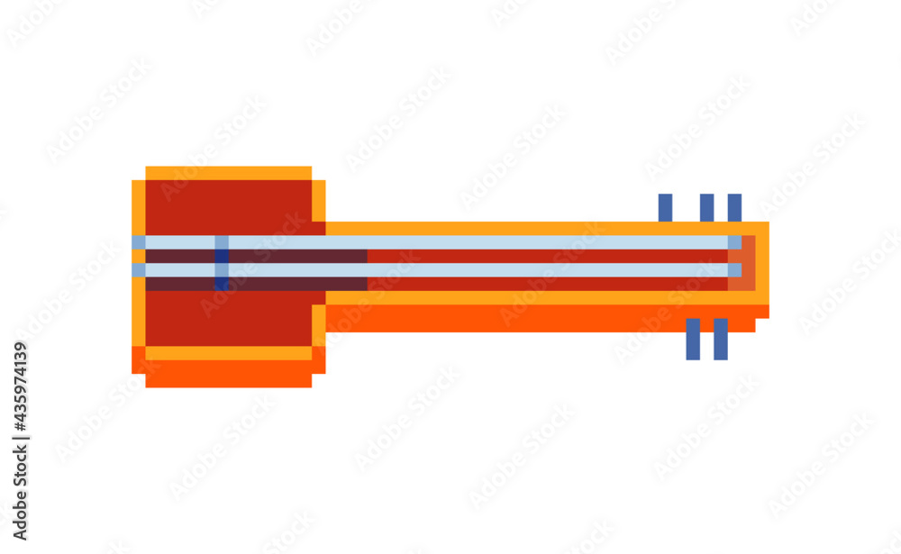 Stringed musical instrument pixel art icon. Folk instruments. Isolated ...